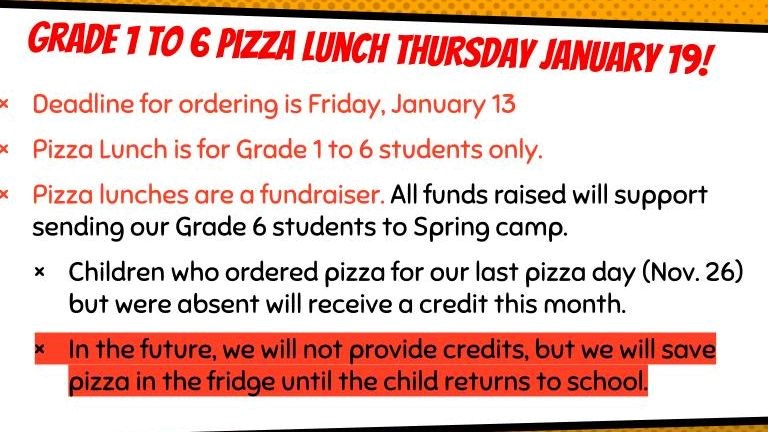 Pizza Lunch on January 19th!